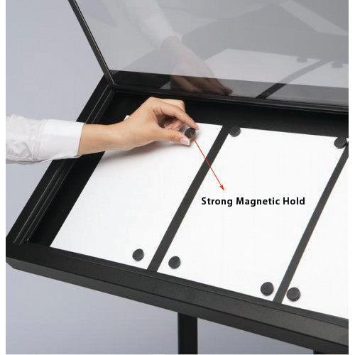 Tilted Menu Stand Enclosed with Magnetic Backer for (4) 8.5x11 Menus ...