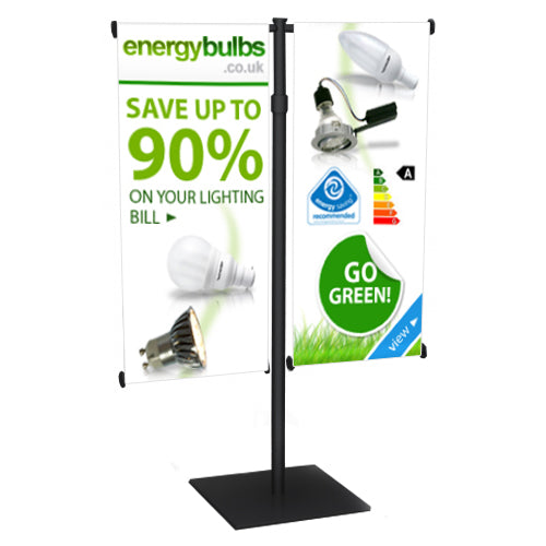 Telescopic Mini Countertop Banner Stand Displays Two 12" Wide Banners ...