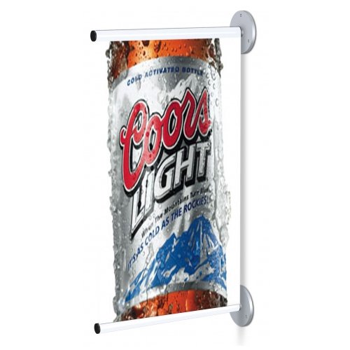 Wall Mount Poster Banner Display 24 Inches Wide with Two Poles ...