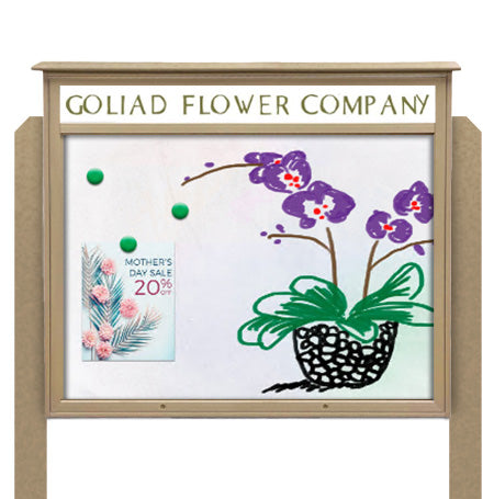 48x48 Standing Magnetic White Outdoor Dry Erase Board with Header ...