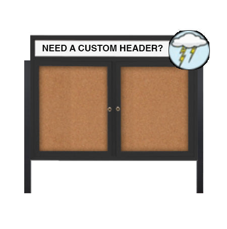 Free Standing 2-Door Outdoor Bulletin Boards w Header 60x40 SHIPS FREE ...