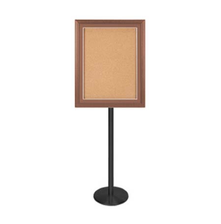 SwingFrame Designer Bulletin Board Stand w Wood Framed Enclosed Cork ...